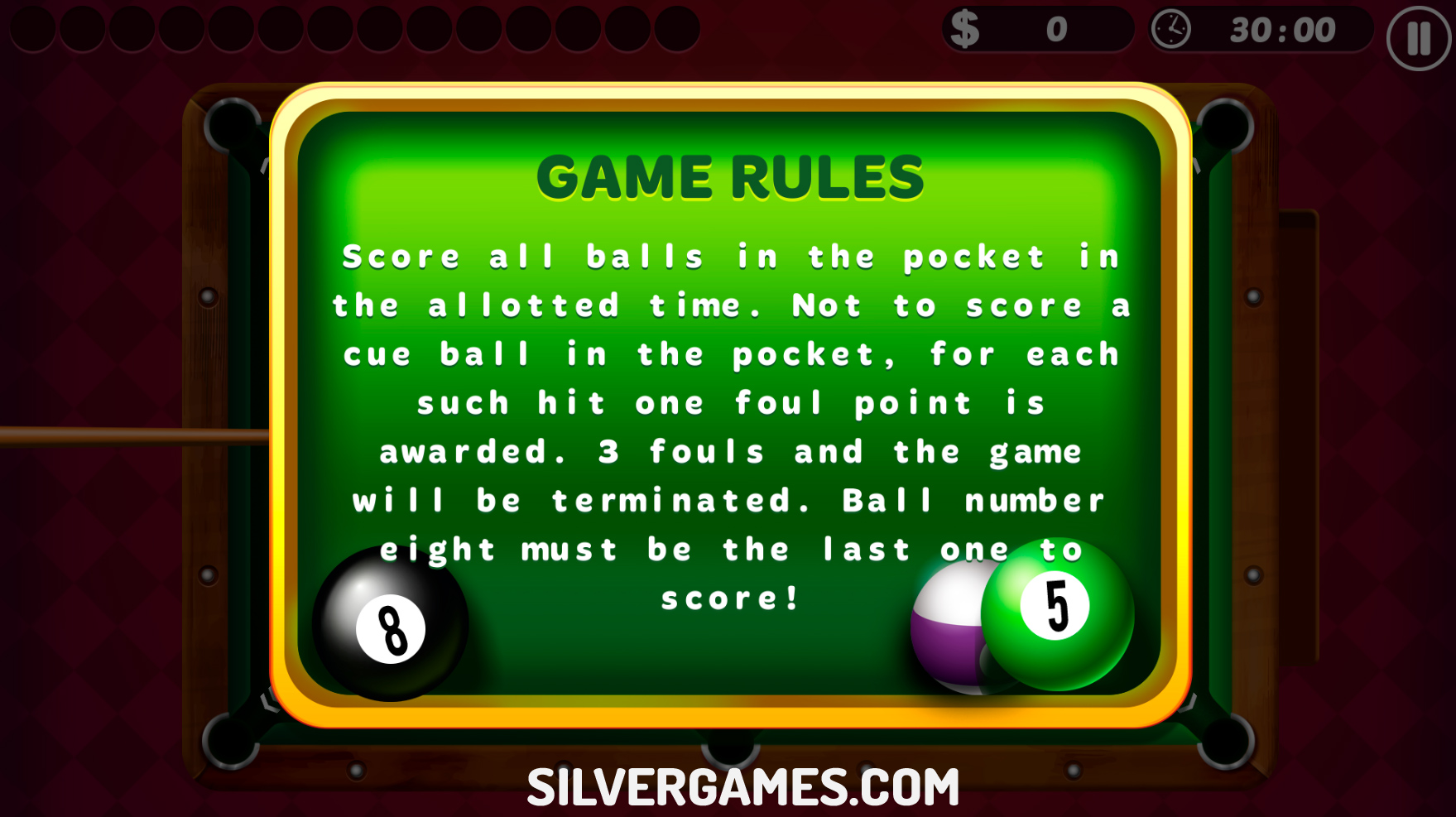 Biliar Daring Mainkan Online Di SilverGames 